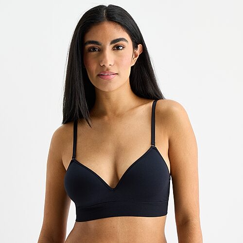 Ambrielle Seamless Womens Medium Support Wireless Bralette 366768  Large  Black