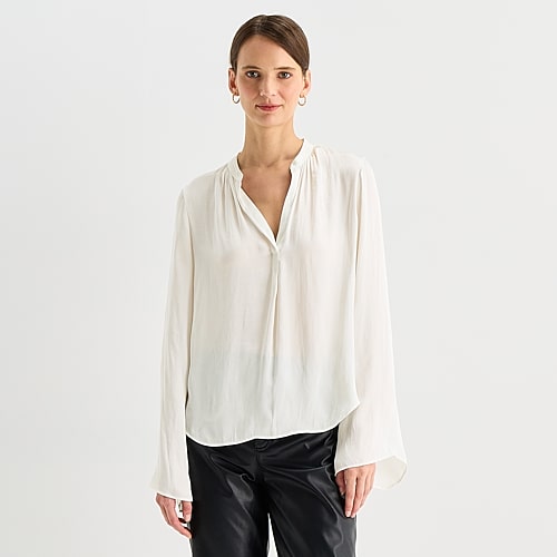 Click here for Worthington Womens Split Crew Neck Long Sleeve Sat... prices