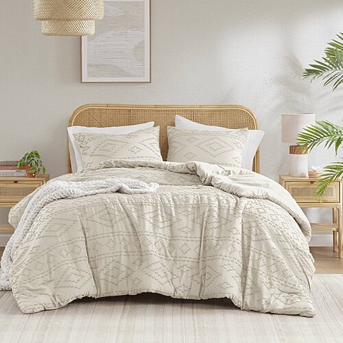 510 Design Gigi Geometric Tufted Lightweight Easy Care Comforter Set  One Size  Beige