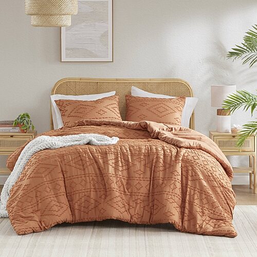 510 Design Gigi Geometric Tufted Lightweight Easy Care Comforter Set  One Size  Orange