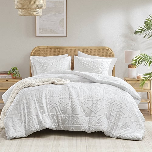 510 Design Gigi Geometric Tufted Lightweight Easy Care Comforter Set  One Size  White