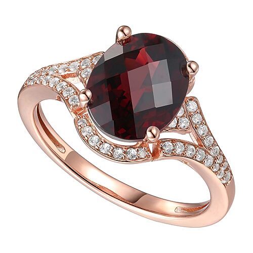 Click here for Womens Genuine Red Garnet 14K Rose Gold Over Silve... prices