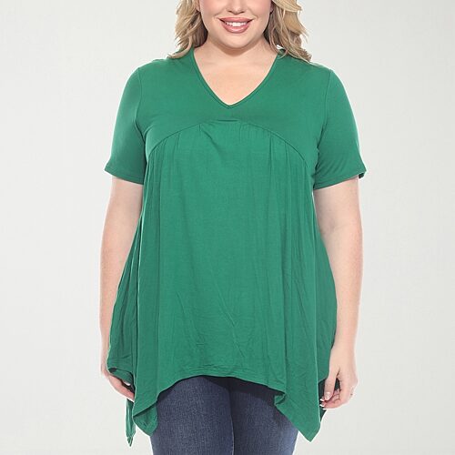 Click here for White Mark Plus Size Short Sleeve Shirred Front Kn... prices