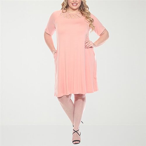 Click here for White Mark Plus Size Short Sleeve Crisscross Neck... prices