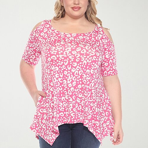 Click here for White Mark Plus Size Cold Shoulder Leopard Print S... prices