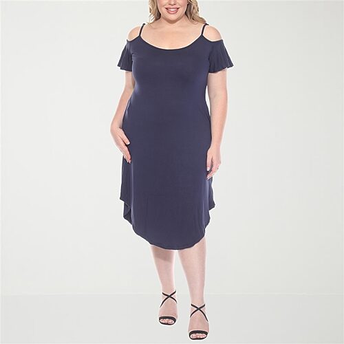 Click here for White Mark Plus Size Casual Scoop Neck Flutter Sle... prices