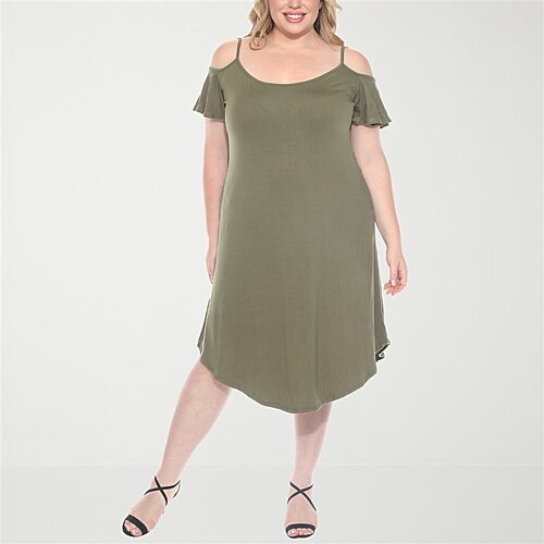 Click here for White Mark Plus Size Casual Scoop Neck Flutter Sle... prices