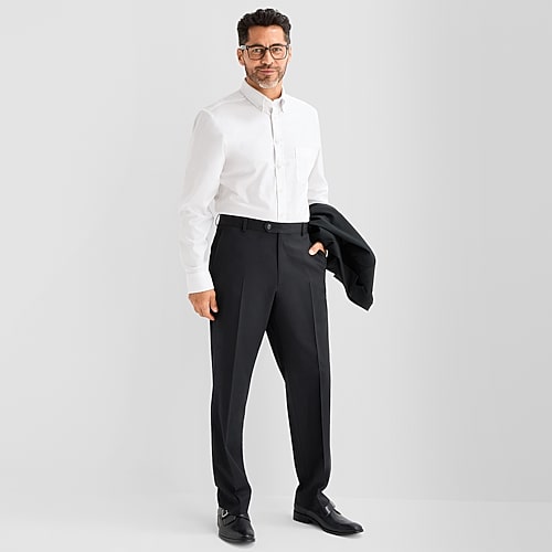 Stafford Coolmax All Season Ecomade Mens Classic Fit Flat Front Suit Pant  36 34  Black