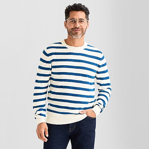 Click here for Stafford Stripe Mens Crew Neck Long Sleeve Pullove... prices