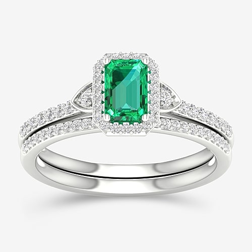 Click here for Modern Bride Gemstone Womens 14K White Gold Halo B... prices