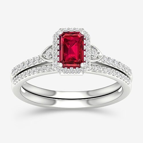 Click here for Modern Bride Gemstone Womens 14K White Gold Halo B... prices