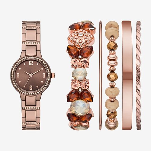 Click here for Ladies Boxed Sets Womens Crystal Accent Brown 6-pc... prices
