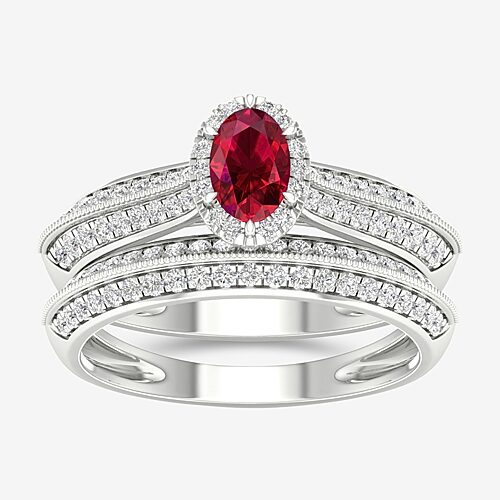 Click here for Modern Bride Gemstone and 1/2 CT. T.W. Diamond Ova... prices