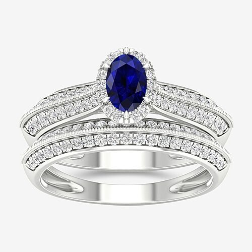 Click here for Modern Bride Gemstone and 1/2 CT. T.W. Diamond Ova... prices