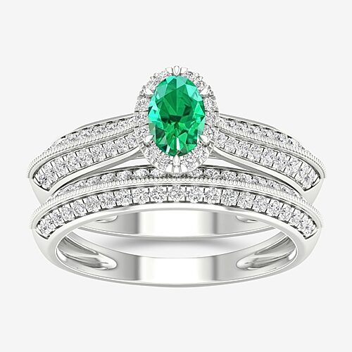 Click here for Modern Bride Gemstone and 1/2 CT. T.W. Diamond Ova... prices