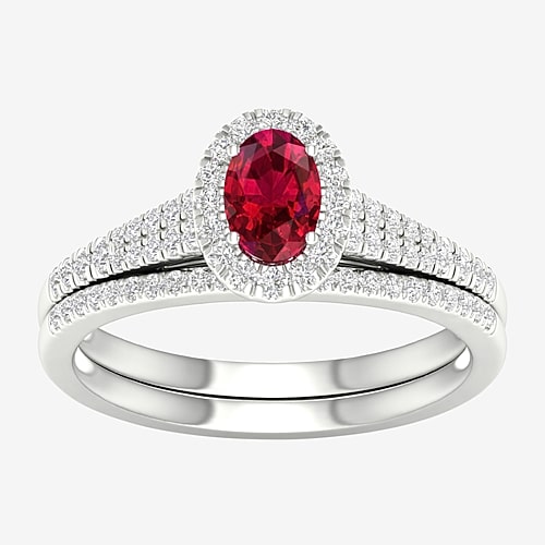 Click here for Modern Bride Gemstone and 1/3 CT. T.W. Diamond Ova... prices