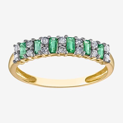 Click here for Womens 1/5 CT. Genuine Green Emerald 10K Gold Band... prices