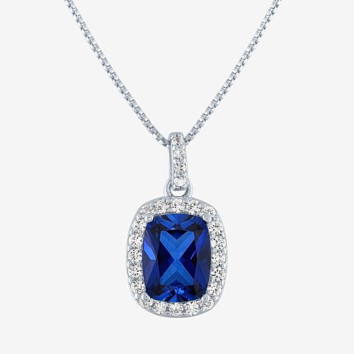 Click here for Womens Lab Created Gemstone Sterling Silver Halo P... prices