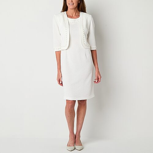 Click here for Maya Brooke Womens Pearl Trim Jacket Dress  12  Wh... prices