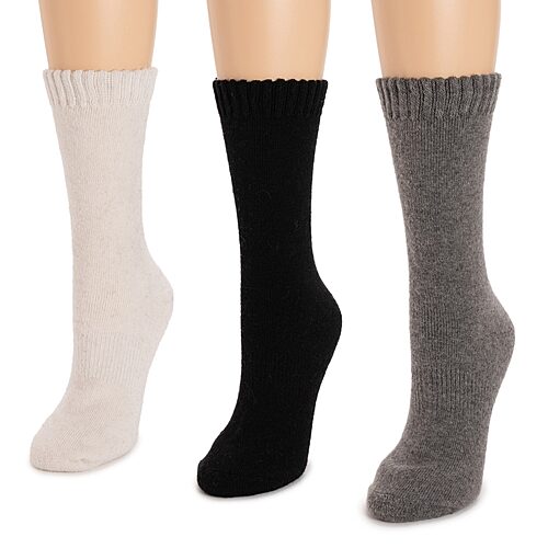 Click here for Muk Luks Womens Wool Boot Sock 3 Pair Pack - Black... prices
