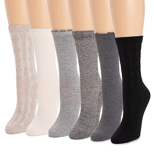 Click here for Muk Luks Womens 6 Pair Crew Socks  One Size Fits M... prices