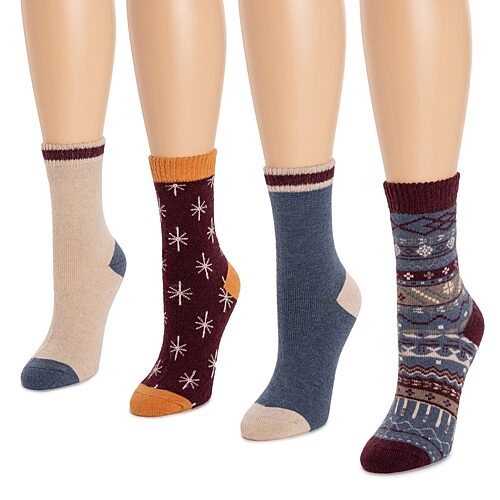 Click here for Muk Luks Womens 4 Pack Holiday Boot Socks - Denim prices