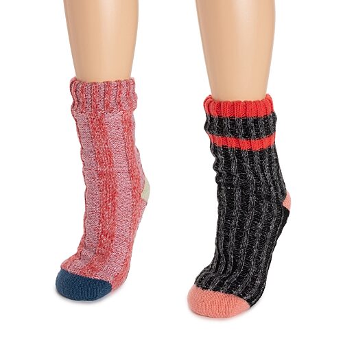 Click here for Muk Luks Womens Color Blocked Sweater Cabin Socks... prices