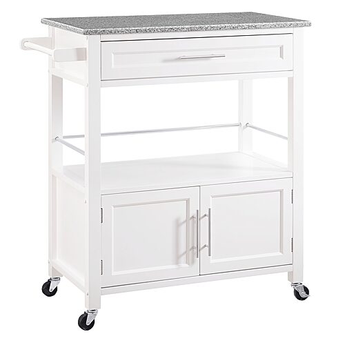 Click here for Cameron Granite-Top Kitchen Cart  One Size  White prices
