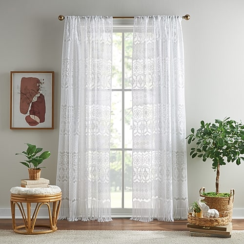 Click here for CHF Boho Lace Rod Pocket Light-Filtering Single Cu... prices