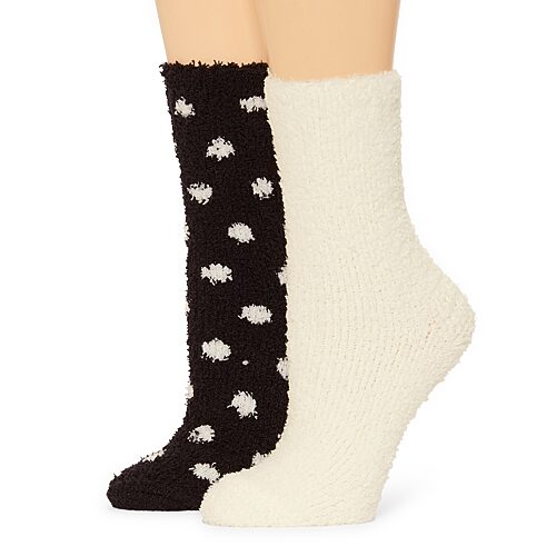 Click here for Mixit Cozy Womens 2 Pair Crew Socks  4-10  Black prices