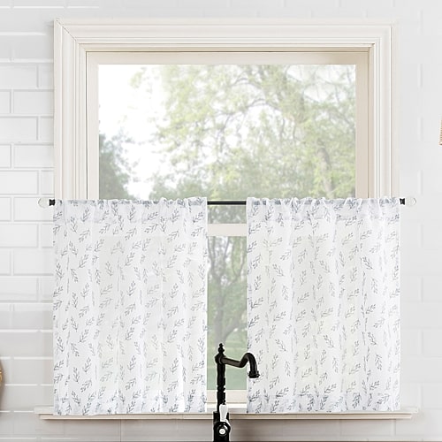 Click here for No. 918 Hollis Floral Leaf Sheer Rod Pocket Kitche... prices
