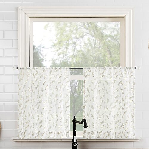 Click here for No. 918 Hollis Floral Leaf Sheer Rod Pocket Kitche... prices