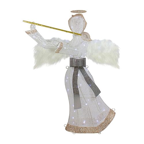 Northlight Led Lighted Lace Angel With Flute Outdoor Christmas Decoration  36 - White