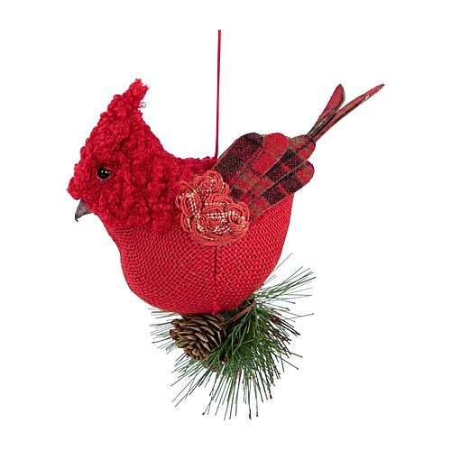 Click here for 5 Red Burlap Cardinal with Pine Needles and Berrie... prices