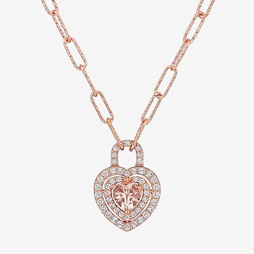 Click here for Womens Genuine Pink Morganite 18K Rose Gold Over S... prices