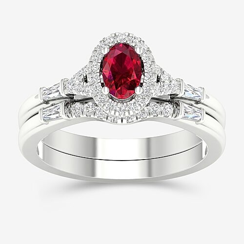 Click here for Modern Bride Gemstone and 1/3 CT. T.W. Diamond Ova... prices