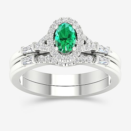 Click here for Modern Bride Gemstone and 1/3 CT. T.W. Diamond Ova... prices