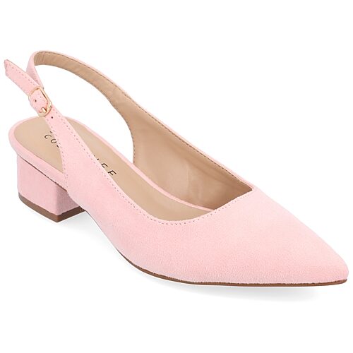 Journee Collection Sylvia Womens Pointed Closed Toe Block Heel Pumps  9 Medium  Pink