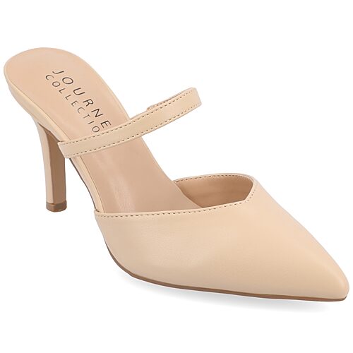 Journee Collection Womens Yvon Pointed Toe Slip On Pumps - Shell