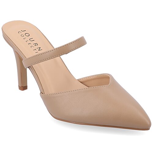Journee Collection Womens Yvon Pointed Toe Slip On Pumps - Mocha