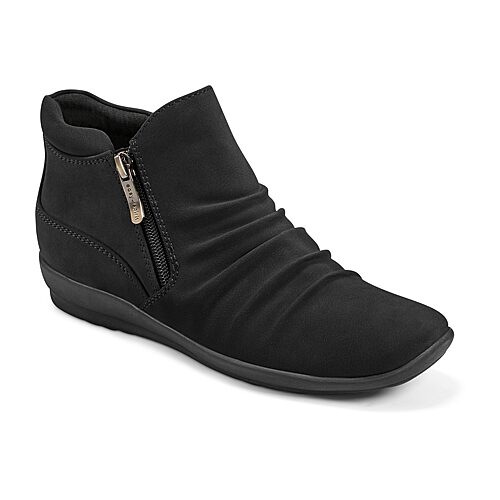 Easy Spirit Womens Aleta Side Zipper Casual Flat Booties - Black