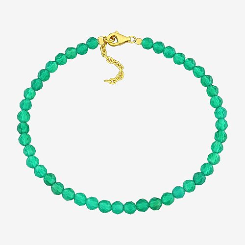 Click here for Womens Genuine Green Onyx 18K Gold Over Silver Bea... prices
