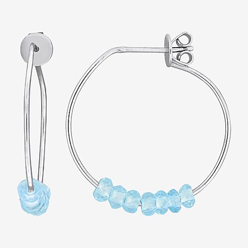 Click here for Womens Genuine Blue Topaz Sterling Silver 26mm Hoo... prices
