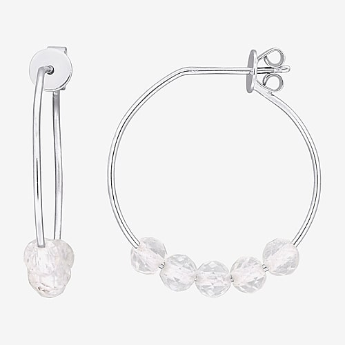 Click here for Womens Genuine White Topaz Sterling Silver 26mm Ho... prices