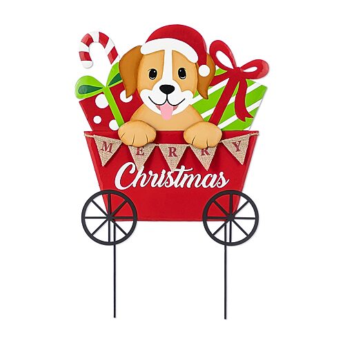 Click here for Glitzhome 24H Metal Christmas Dog And Gift Cart Ch... prices