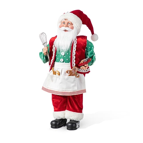 Click here for Glitzhome 18H Faux Fur Christmas Chef Santa Figuri... prices