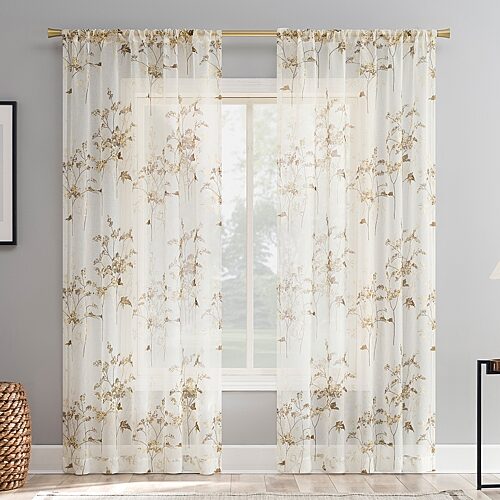 Click here for No. 918 Maeve Botanical Print Sheer Rod Pocket Cur... prices