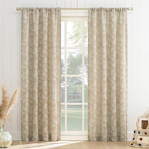Click here for Kacey Woven Jacquard Leaf Semi Sheer Rod Pocket Cu... prices