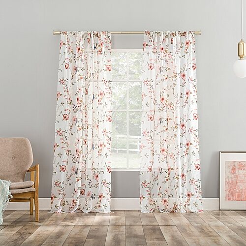 Click here for No 918 Jocelyn Floral Print Crushed Voile Rod Pock... prices
