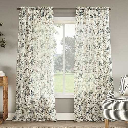 Click here for No. 918 Alethea Floral Print Crushed Voile Sheer R... prices